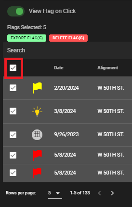 View and Exporting Flag Data